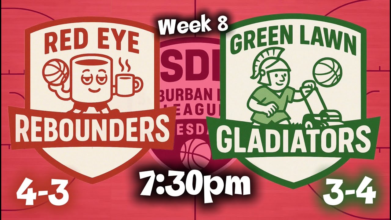 SDL Week 8 - Game 2 - Red Eye Rebounders (4-3) vs Green Lawn Gladiators ...