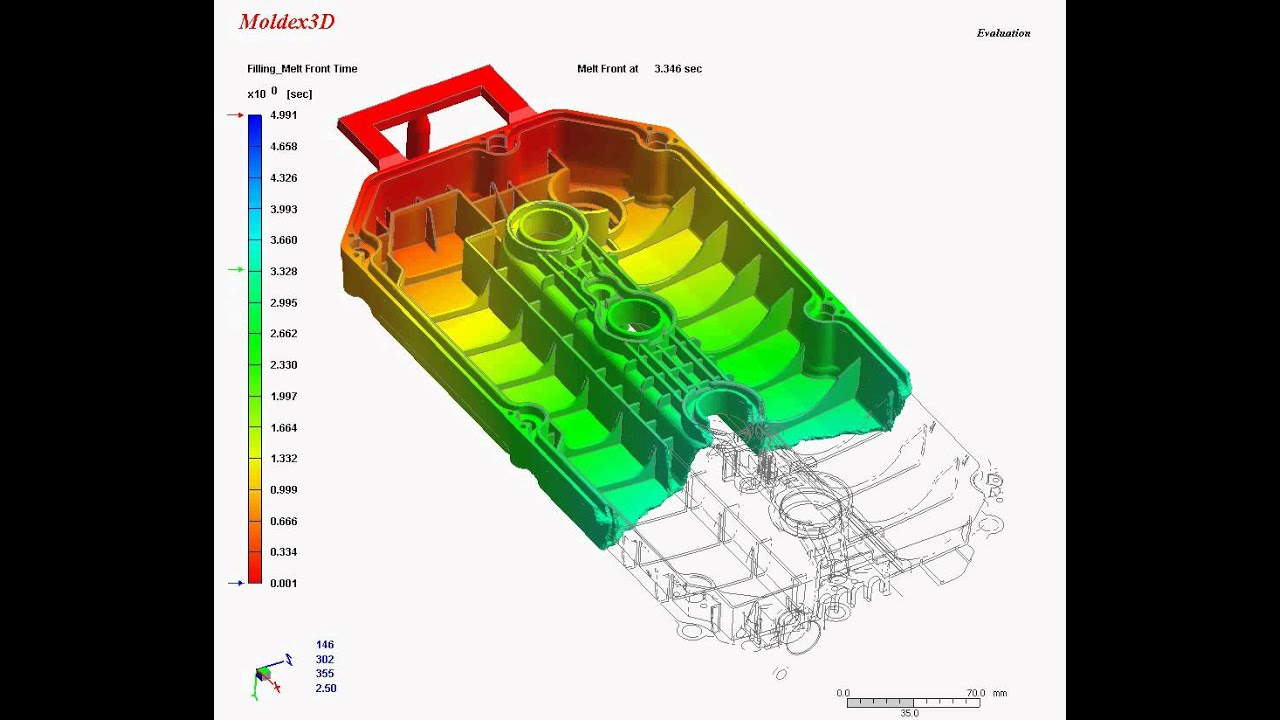 Moldex3D : Filling Analysis of Melt Front Time - YouTube