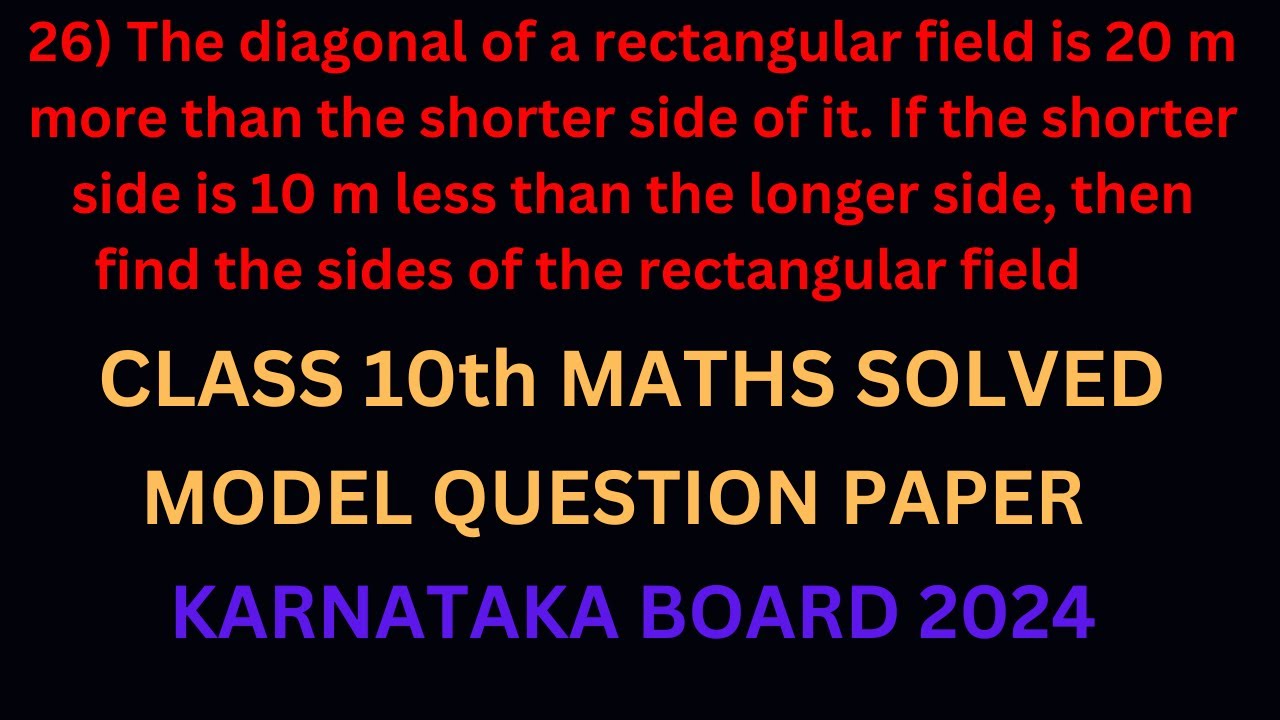 the diagonal of a rectangular field is 20 m more than the shorter side ...