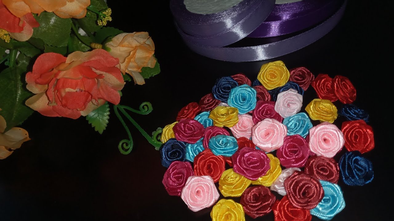 little ribbon roses පුංචි රිබන් රෝස මලක් හදමු🌹 - YouTube