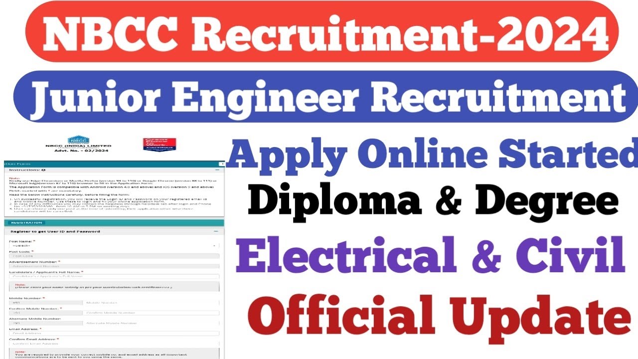 NBCC JE Online Application Form Started||Electrical & Civil||NBCC JE ...