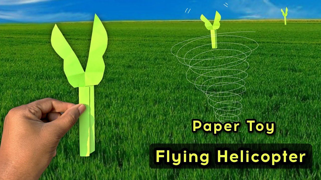 Helicopter paper toy, flying paper helicopter , green paper flying toy ...