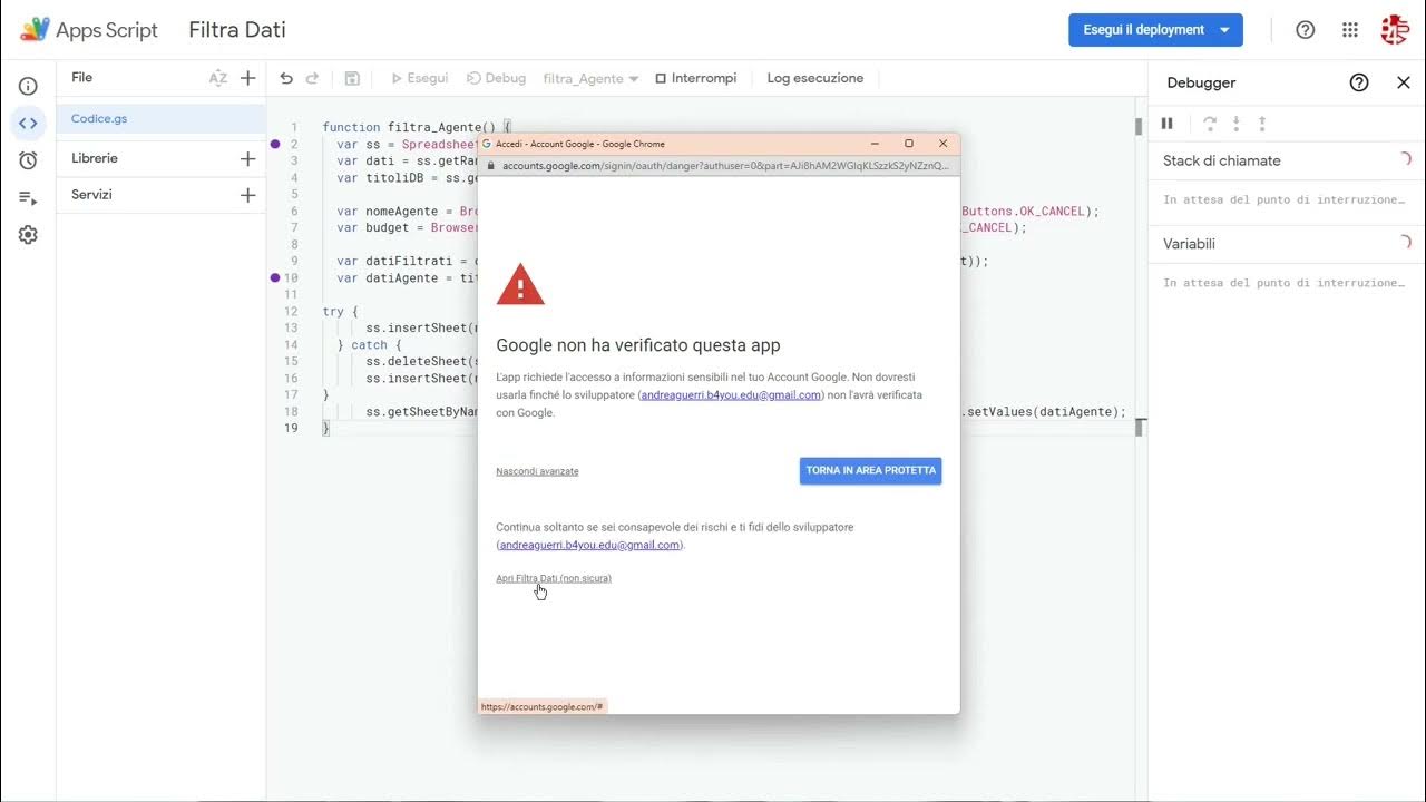 Google App Script - Save, Debugging and Authorization Script - YouTube