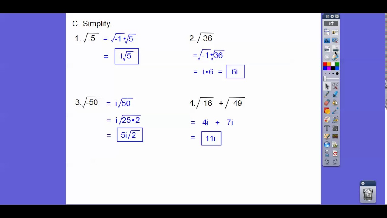 The Imaginary Number i - Module 11.1 (Part 2) - YouTube