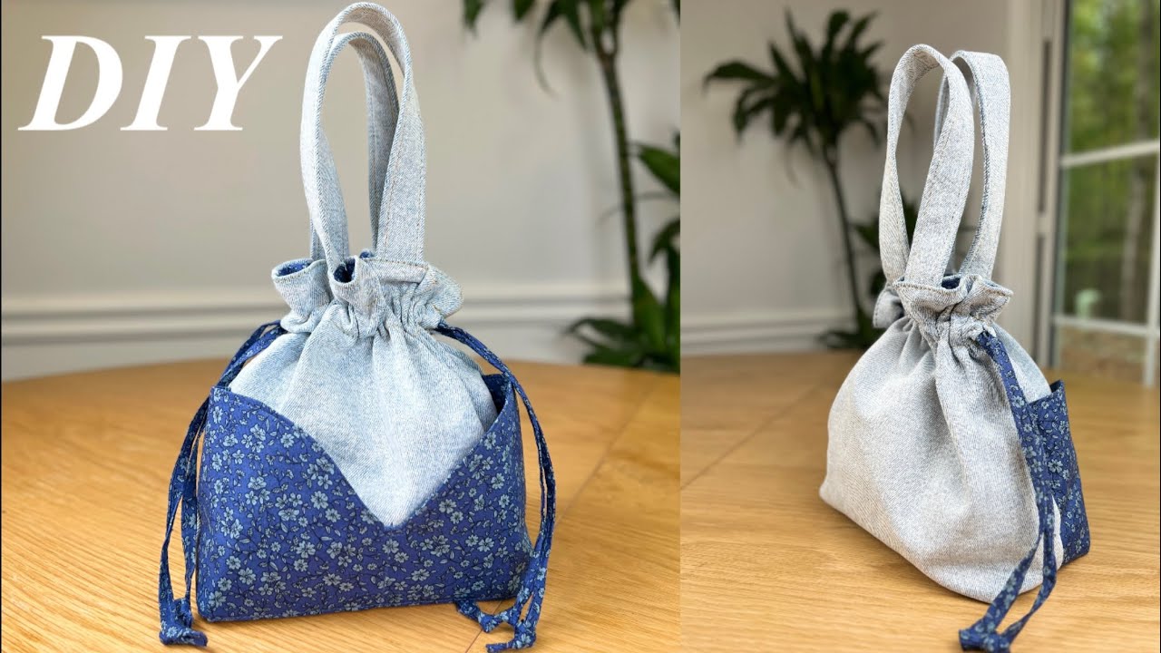 Easy DIY / How to Sew a Denim Drawstring Bag - YouTube