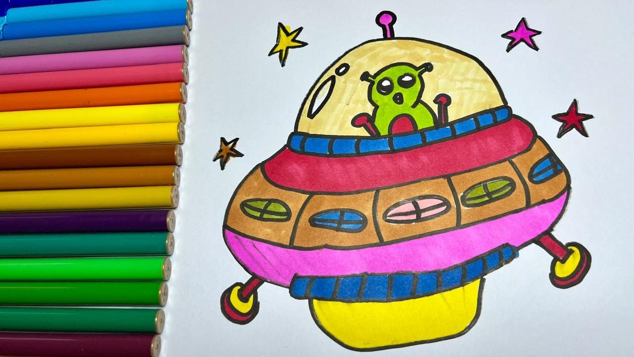 Draw and Color an Alien , a Ufo| Drawing for Kids | Drawing for ...
