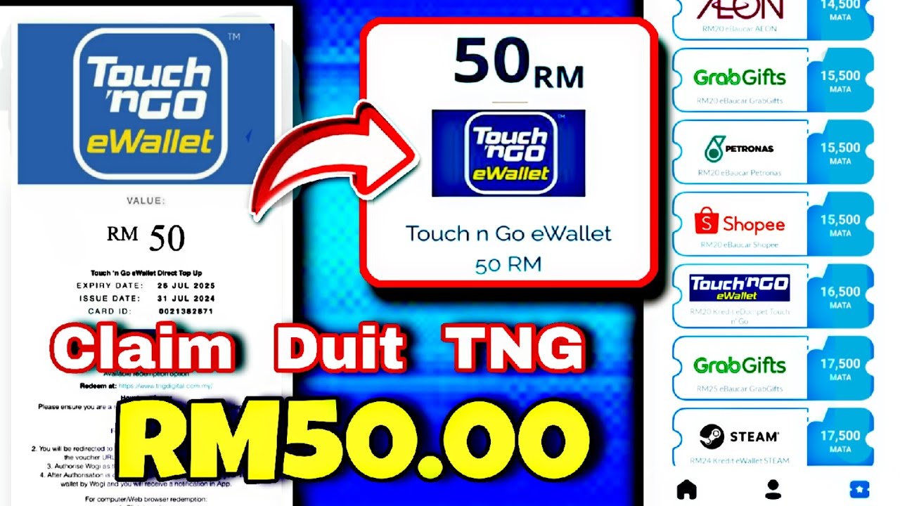 Android ios boleh !! Claim Free RM50 Masuk TNG eWallet 2024 - YouTube