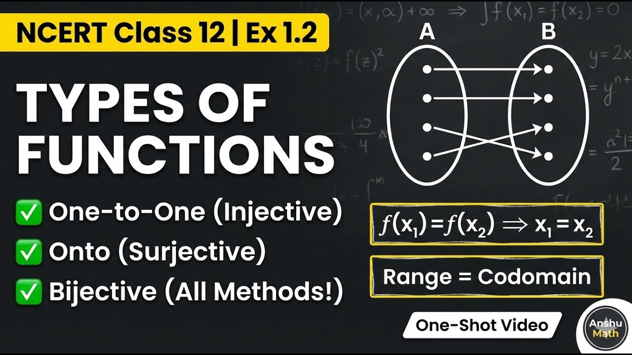 Video-6 Class 12 Relations & Functions Exercise 1.2|Bijective Function ...