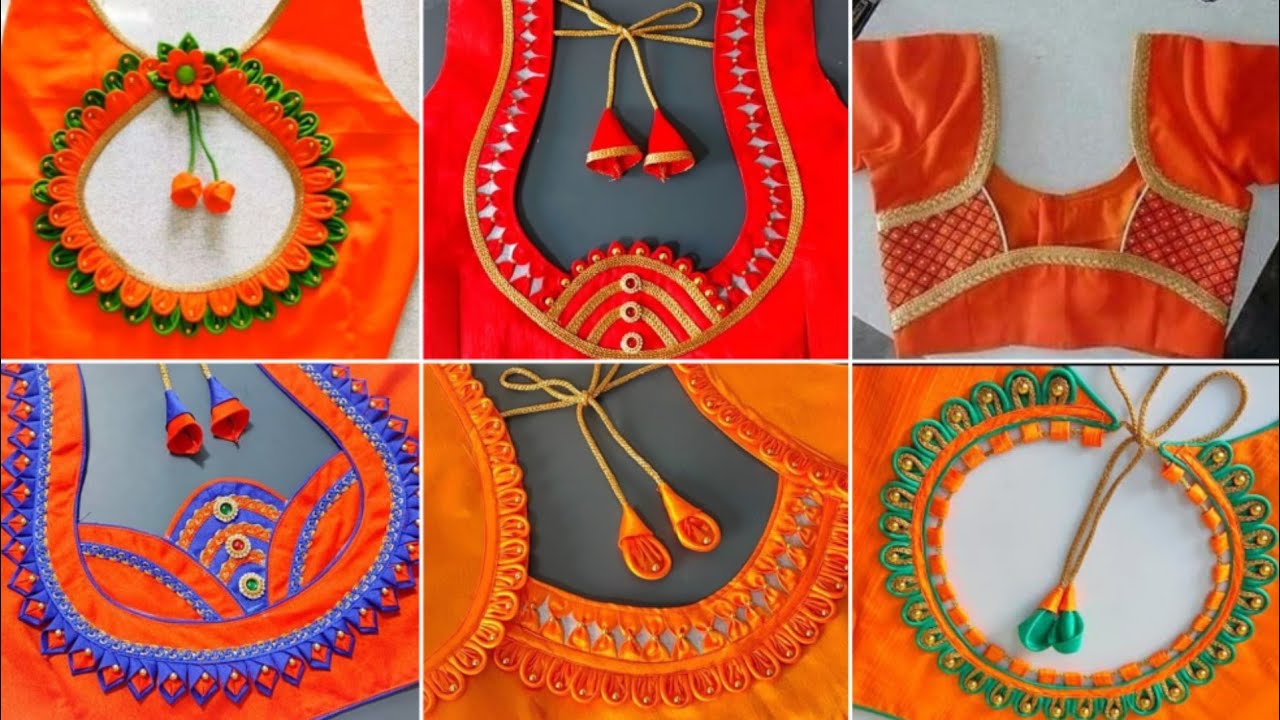 Orange colour blouse designs 🤩🤩 /blouse designs new model/blouse design ...