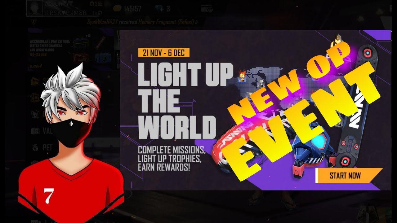 LIGHT UP THE WORLD NEW OP EVENT IN FREE FIRE || KREK GAMER GAMING ...