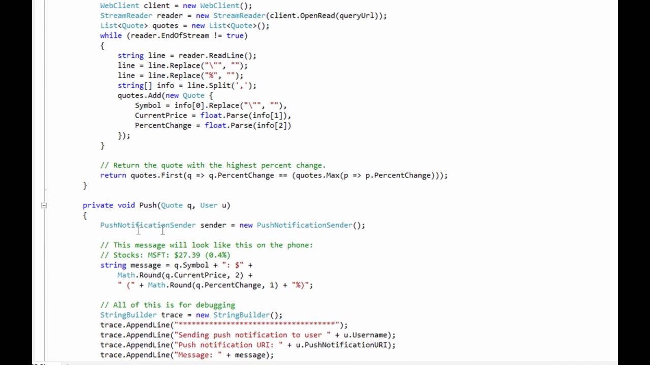 WP7, Azure and Push Notifications - Code Walkthrough - YouTube