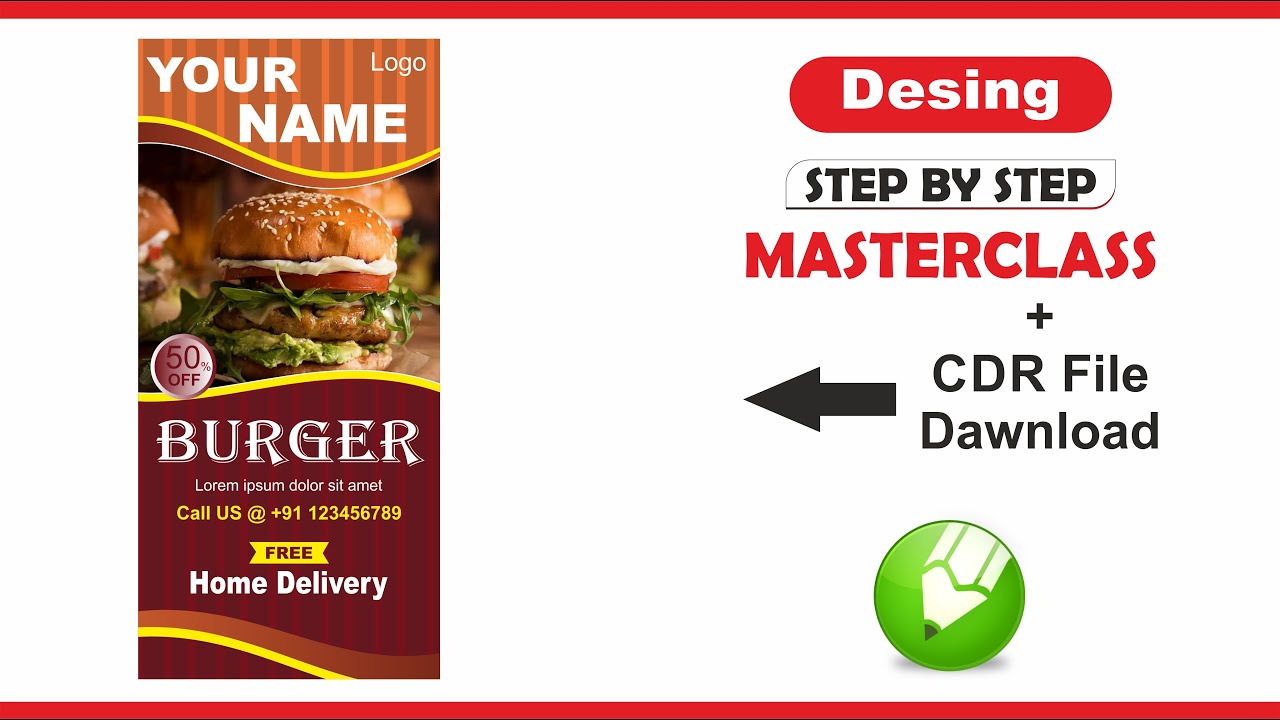 Menu card design in Corel draw x7 step by step free download CDR - YouTube