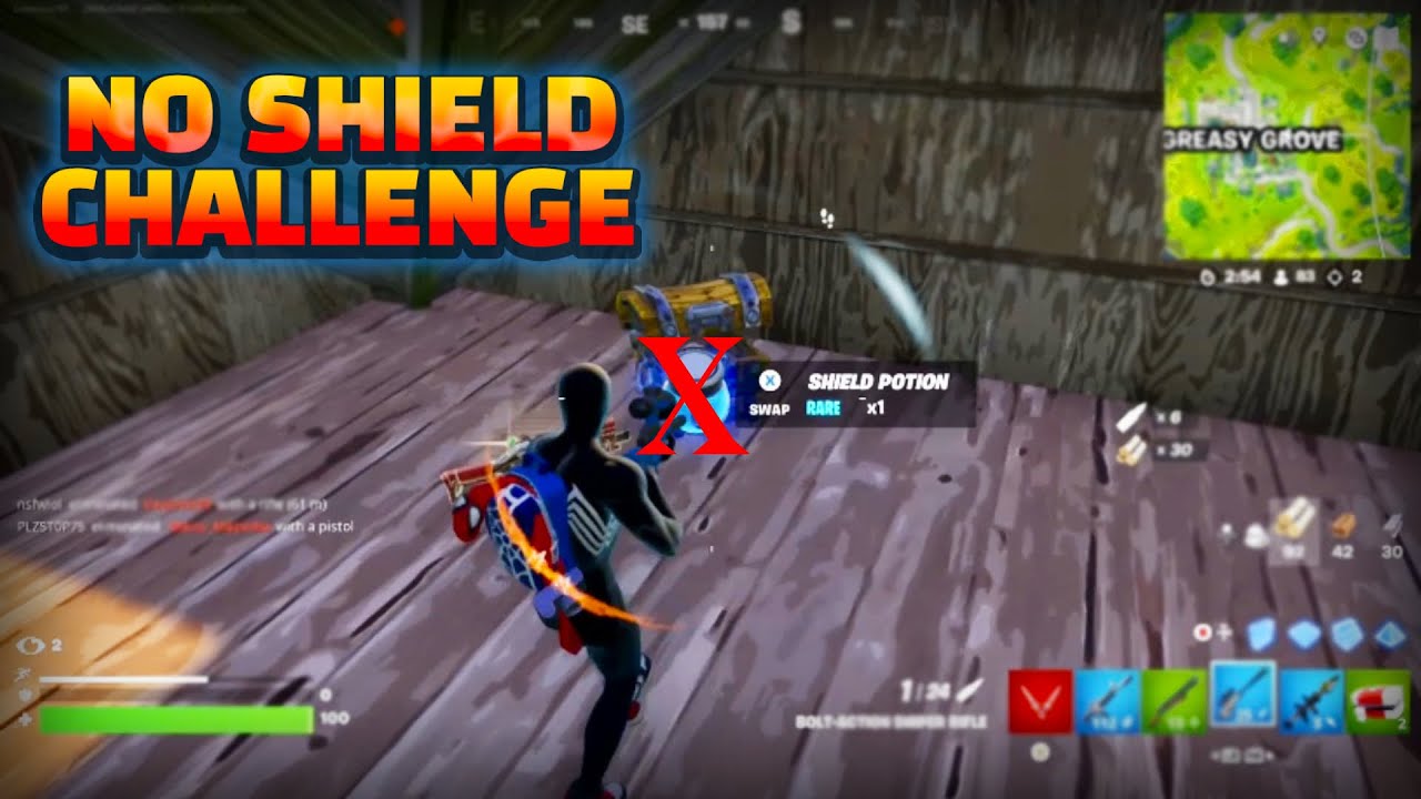 NO SHIELD CHALLENGE IN FORTNITE! - YouTube