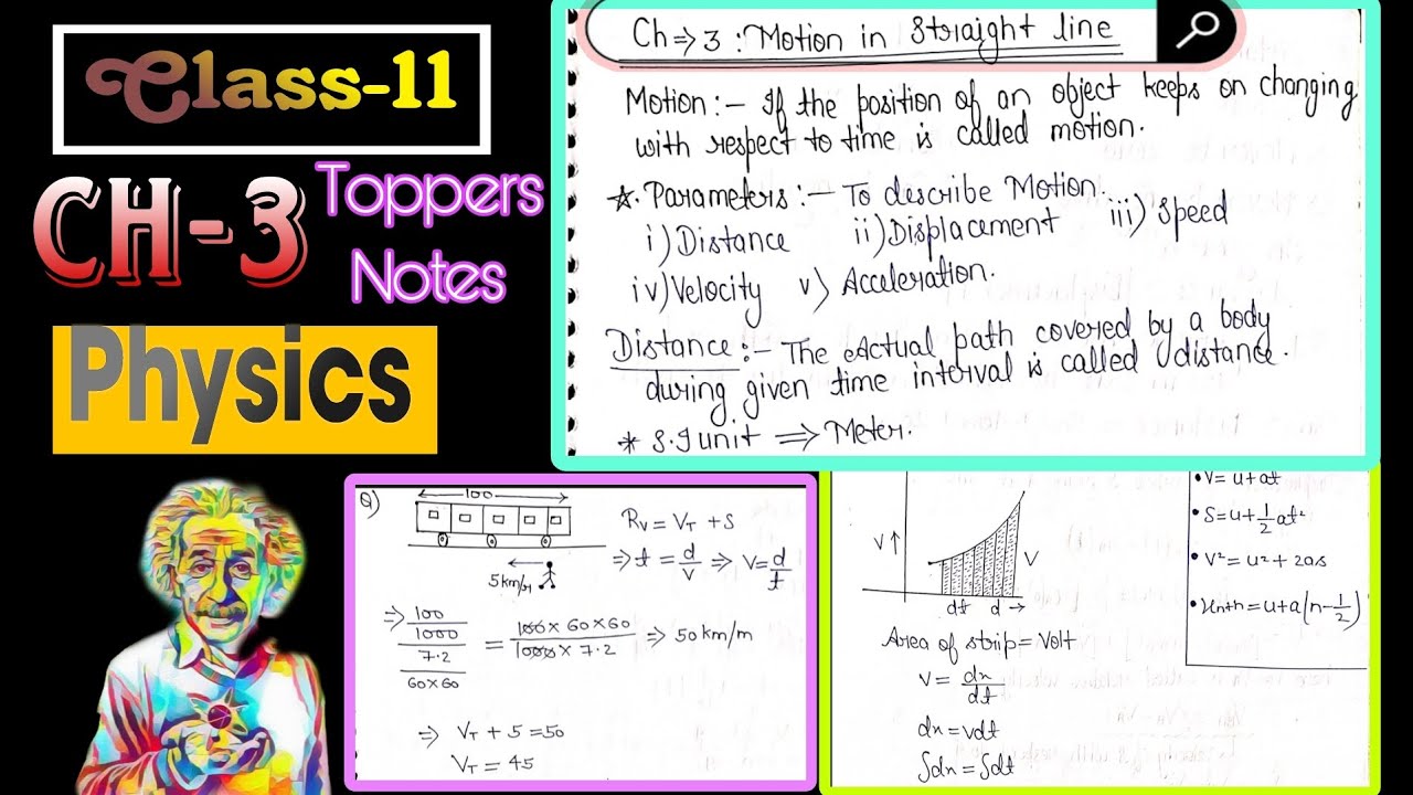 Motion in Straight line Class 11 handwritten notes || Chapter 3 physics ...