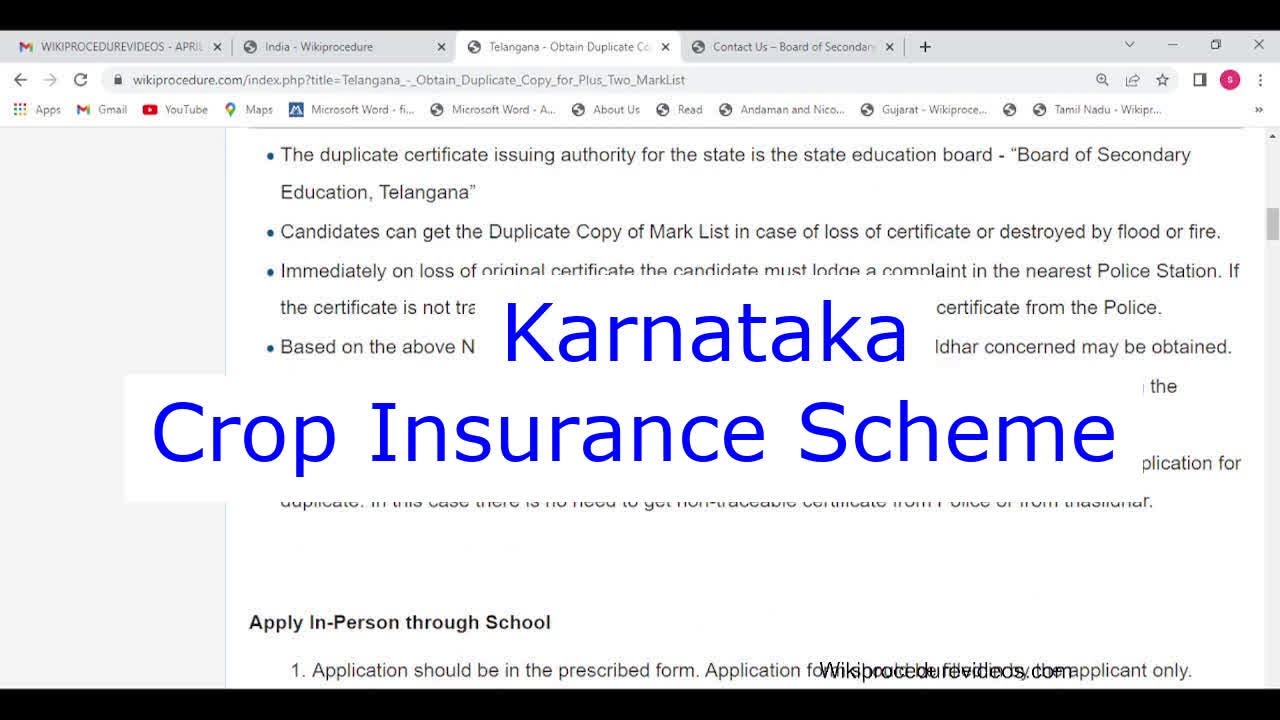 Karnataka - Apply Online for Crop Insurance Scheme (WBCIS) (Online ...