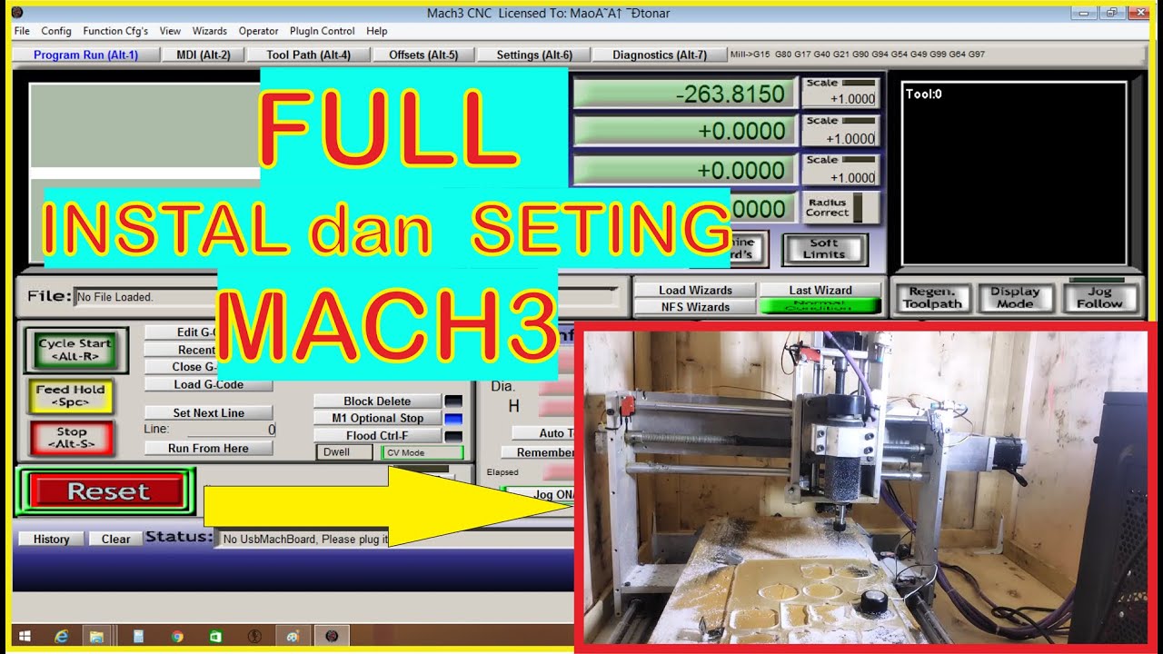 instal dan seting mach3 untuk DIY CNC - YouTube