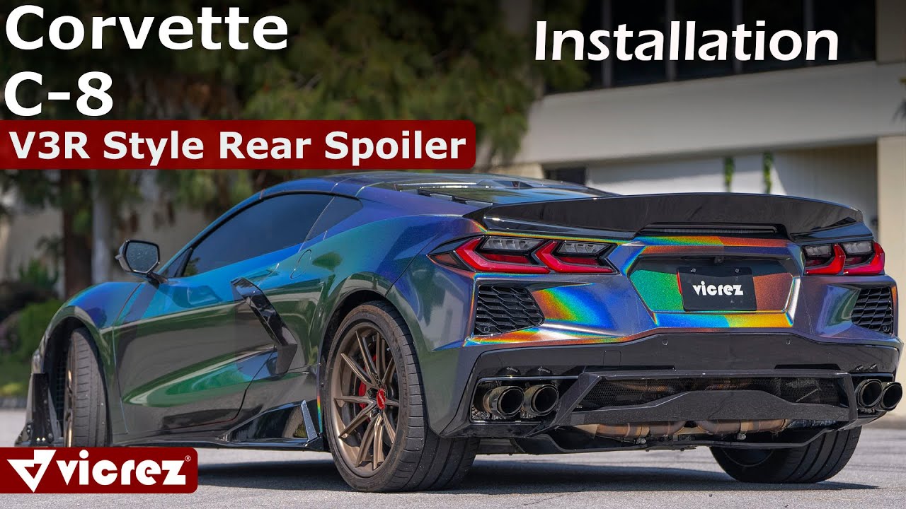 Vicrez V3R Style Rear Spoiler (Chevrolet Corvette C8 Spoiler Install) # ...