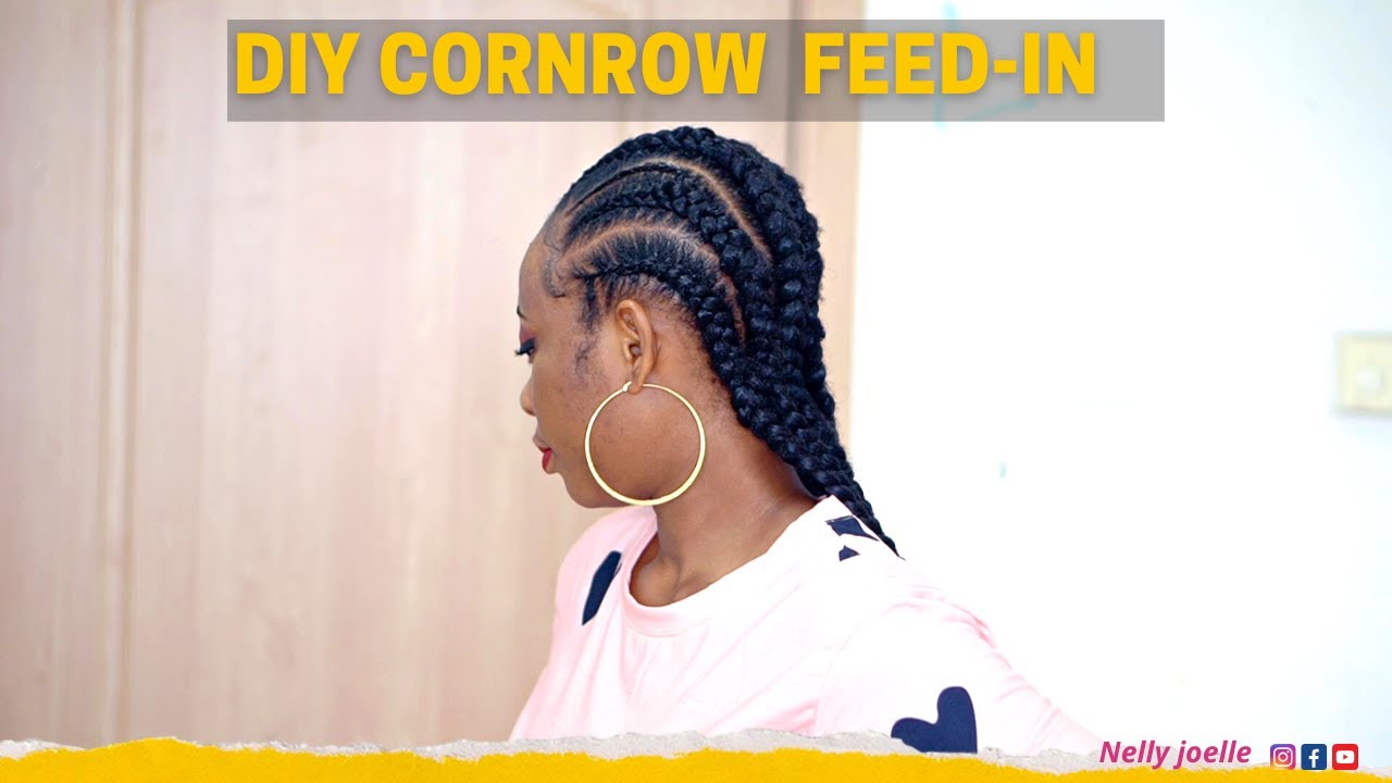 DIY cornrow feed-in - YouTube