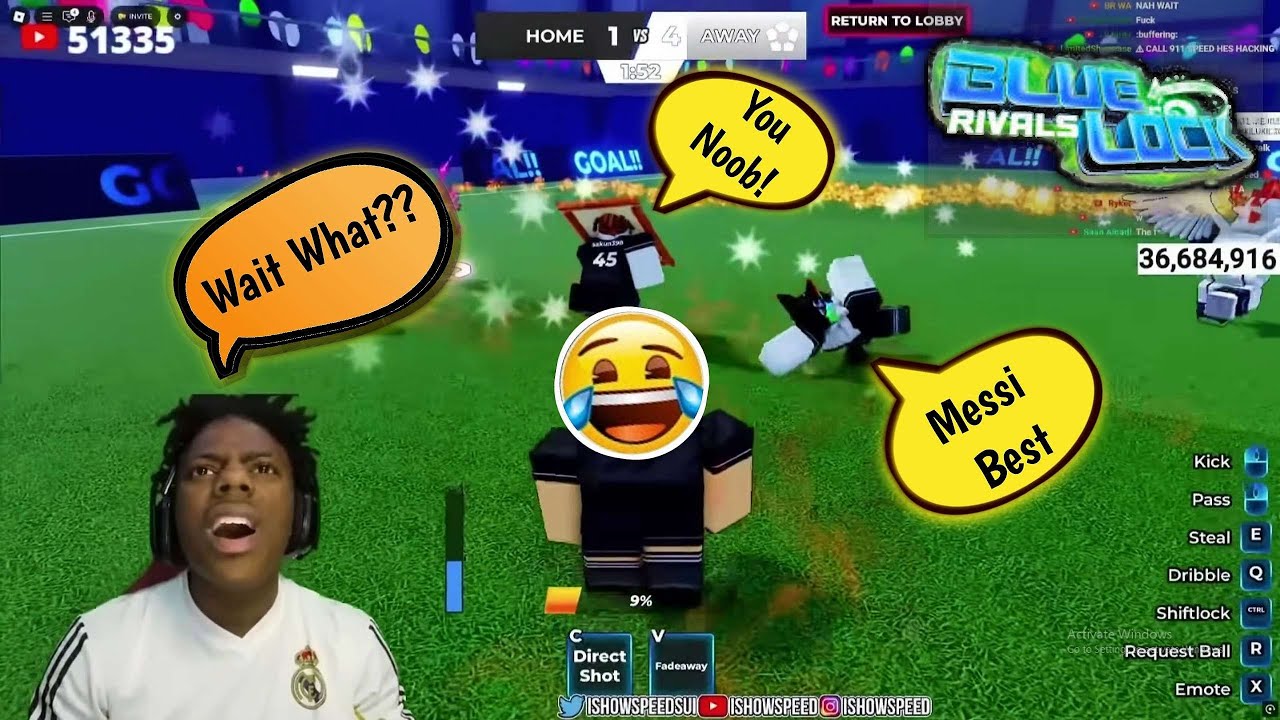 ishowspeed tries blue lock rivals... - YouTube