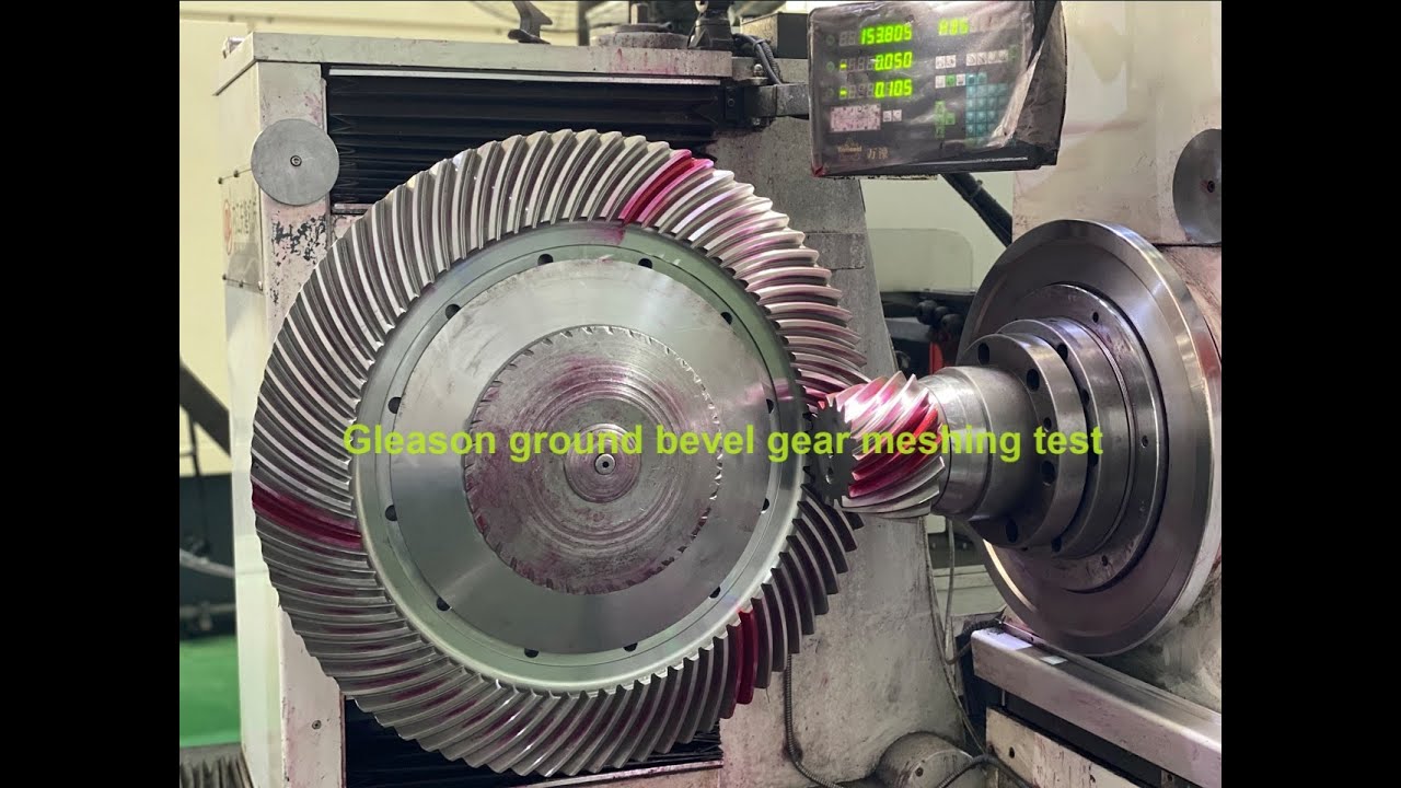Ground bevel gear meshing test - YouTube