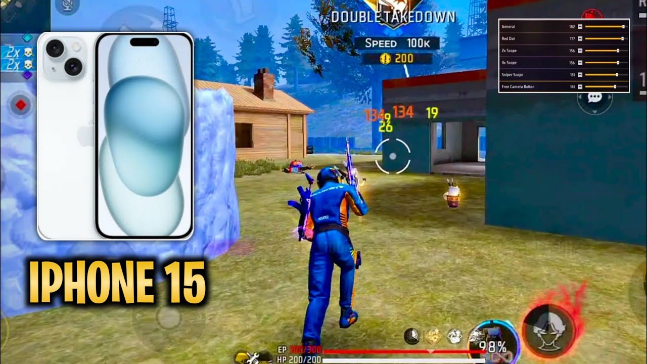 iPhone 15 Free Fire Sensitivity Settings + Gameplay 🔥 | Best Headshot ...