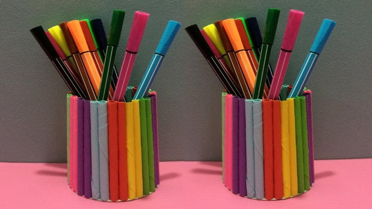 How To Make Pen Holder With Color Paper DIY Paper Pencil Holder How To Make Pen Holder With Color Paper DIY Paper Pencil Holder