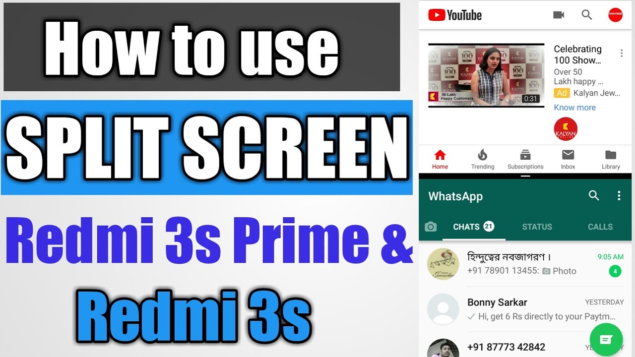 How to Activate and use split Screen in Redmi 3s prime/Redmi 3s - YouTube
