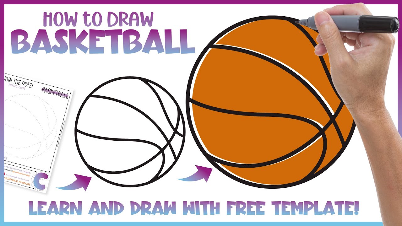 How to Draw a Basketball - Basketball Simple Drawings Free Dot to Dot 🏀 ...