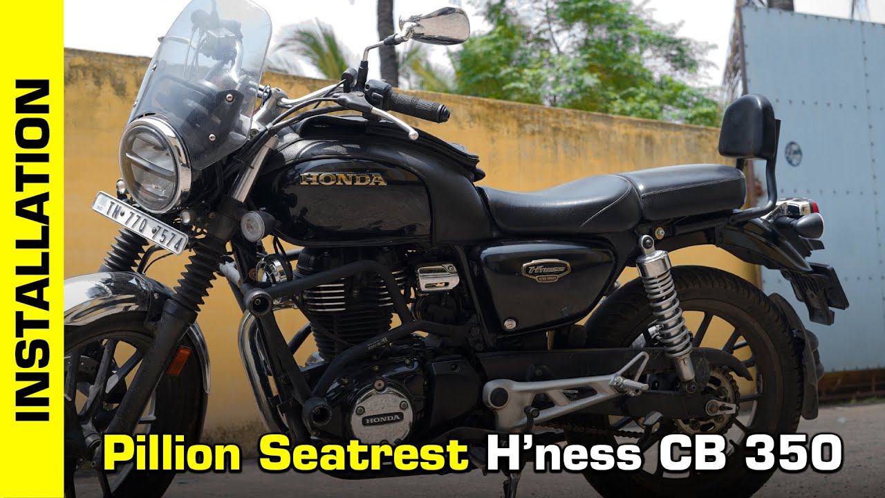 Honda H'ness CB 350 Pillion Back rest premium - htexhaust - YouTube