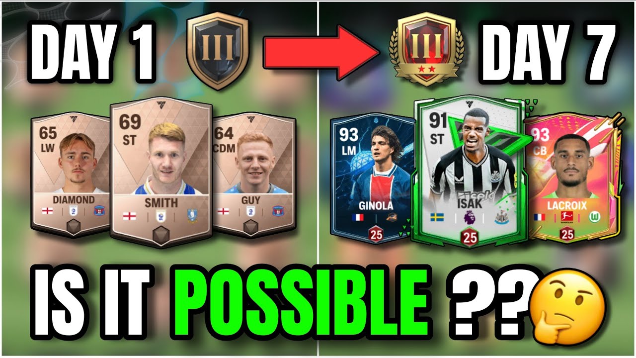 CAN I BEAT FC MOBILE ON NEW ACCOUNT IN ONE WEEK (0$ SPENT) || UNRANKED ...