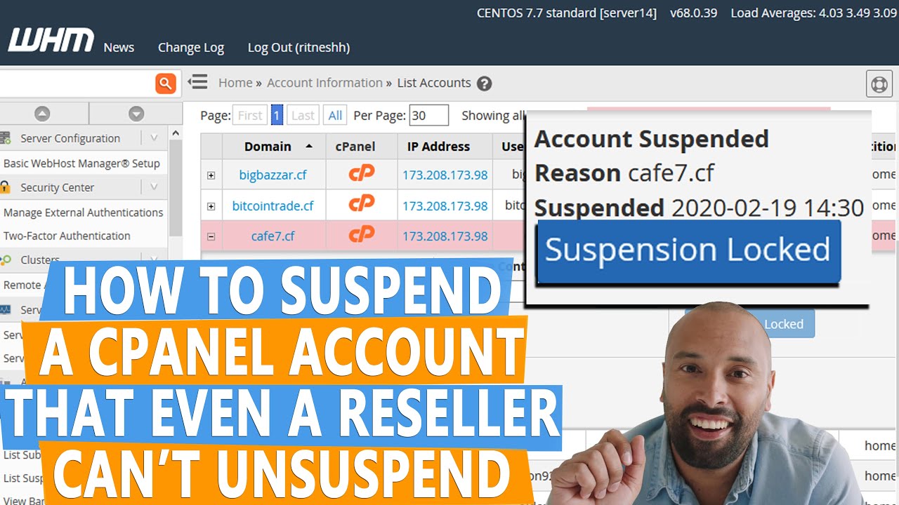 How to suspend a cPanel account that even WHM Reseller can not ...