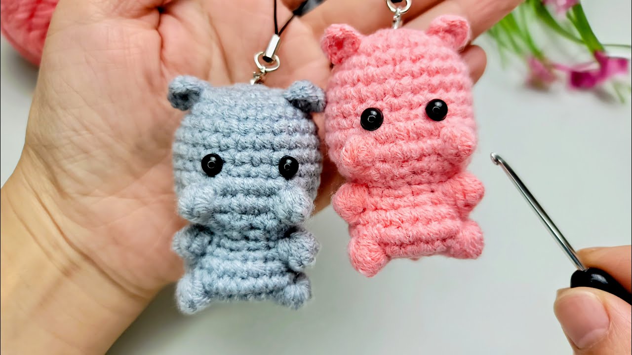 How to crochet a cute mini hippo – easy and super adorable! - YouTube