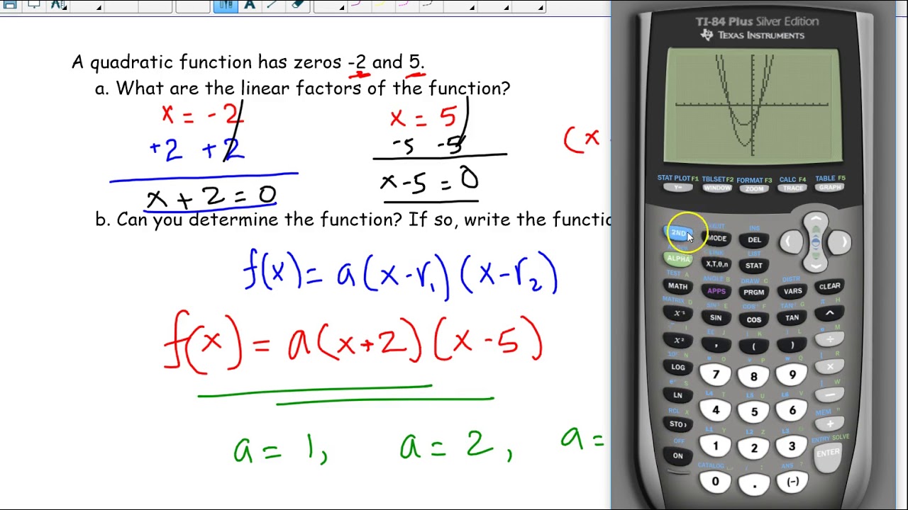Quadratic Function Using Zeros YouTube