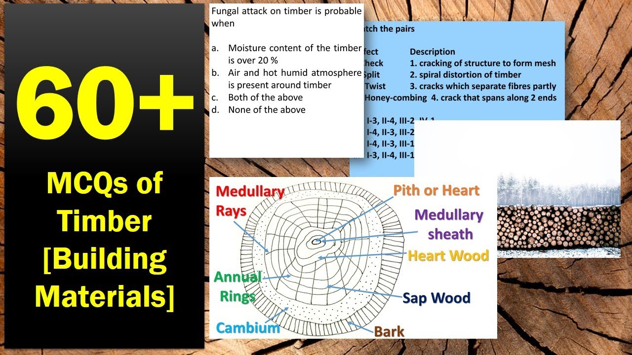 60+ MCQs on Timber as Building Material | Objective Questions of ...