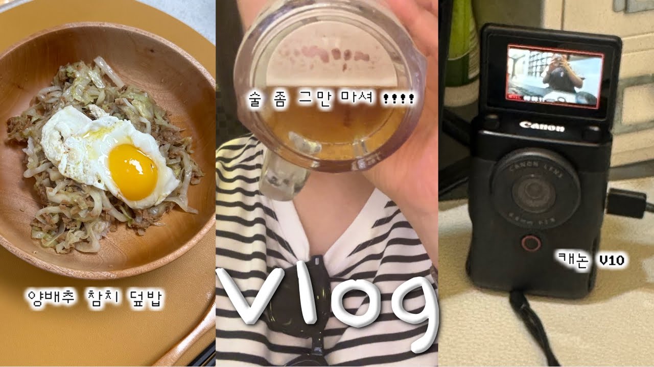 Vlog 일상 브이로그ㅣ직장인 브이로그ㅣ술 고만 먹어경고ㅣ캐논 V10 대여 📷ㅣ혼자 인생네컷 찍기 고수ㅣ양배추참치덮밥 🍚ㅣ여름 대비 올리브영 언박싱ㅣnc 파크
