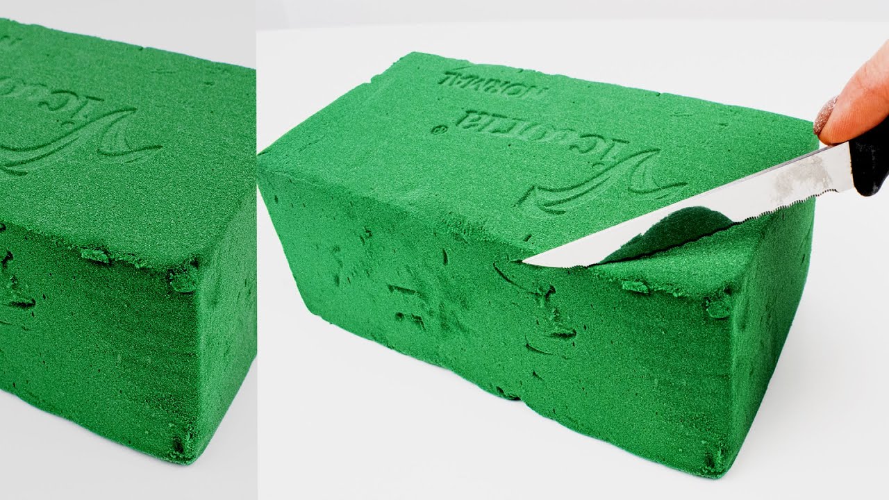 CUTTING BIG PIECE DRY FLORAL FOAM. VERY SATISFYING AND RELAXING ASMR ...