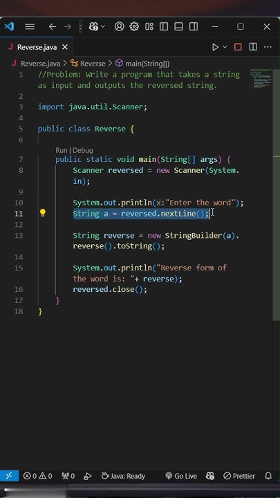 Simple Methods to Reverse Strings Using Java. #java #shorts - YouTube