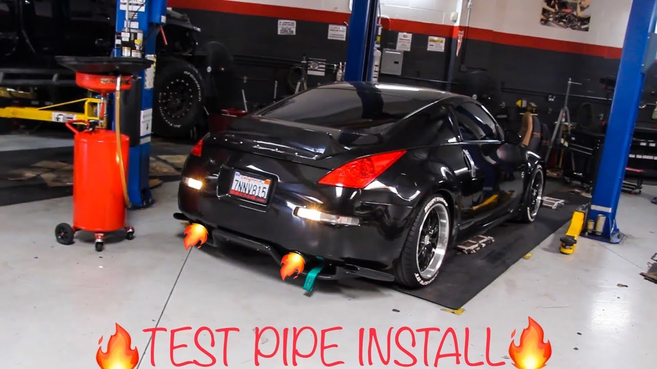 350z TEST PIPE INSTALL | LOUD!!!!!! - YouTube