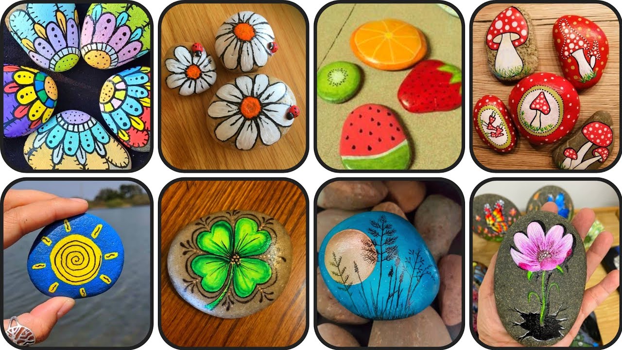 Easy Stone painting ideas//beautiful and stylish painting look//pebbles ...