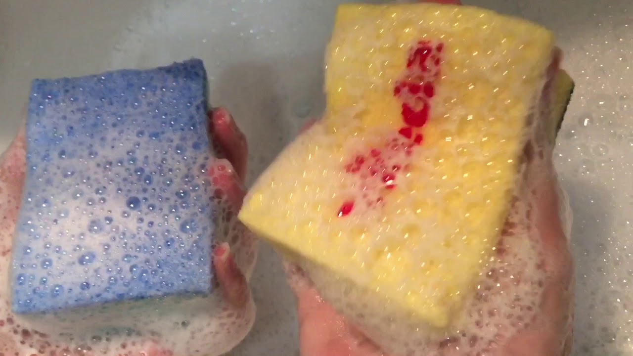 Asmr sponge squeezing, scratching, rinsing and water sounds - YouTube