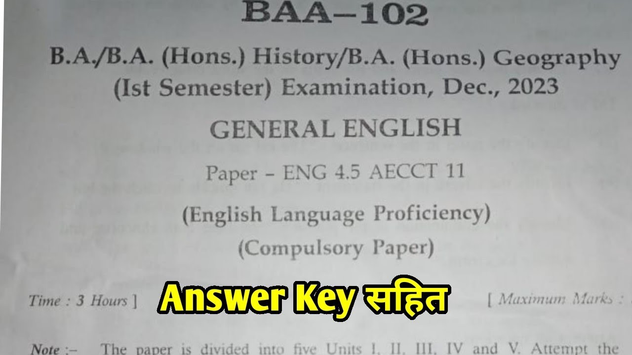 General English | सामान्य अंग्रेज़ी | B.A 1st Semester Exam 2024 ...