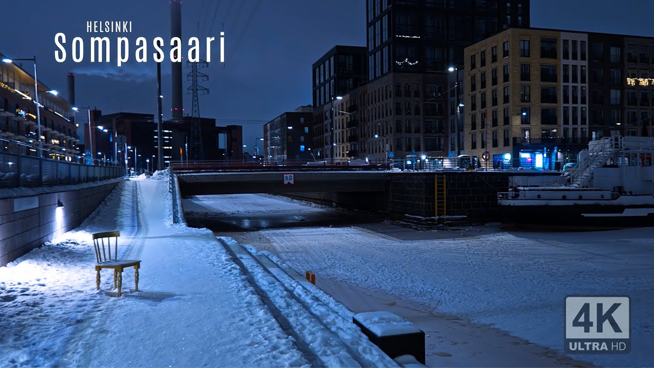 Peaceful Winter Night in Helsinki | Sompasaari After Dark - YouTube