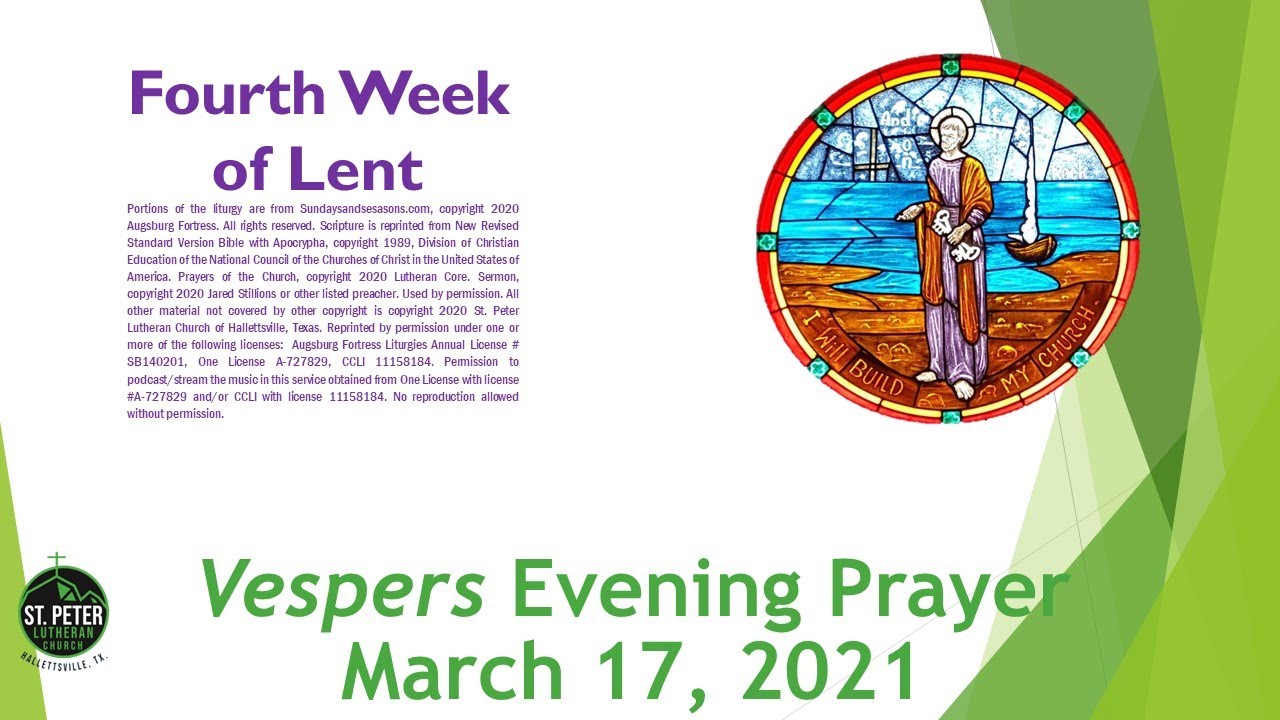 Vespers Evening Prayer 2021 03 17 - YouTube