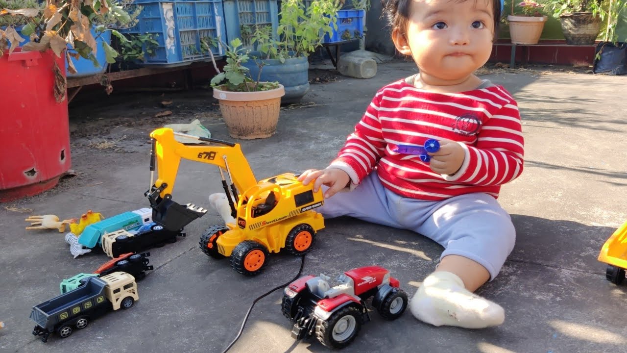 New Car dozer trucks & tractor playing with baby| indian baby toys ...
