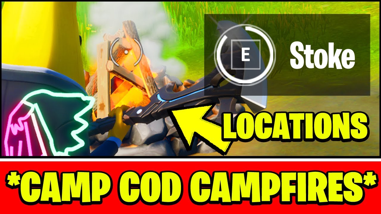 Stoke CAMPFIRES at CAMP COD Location (Fortnite Week 9 Challenges) - YouTube