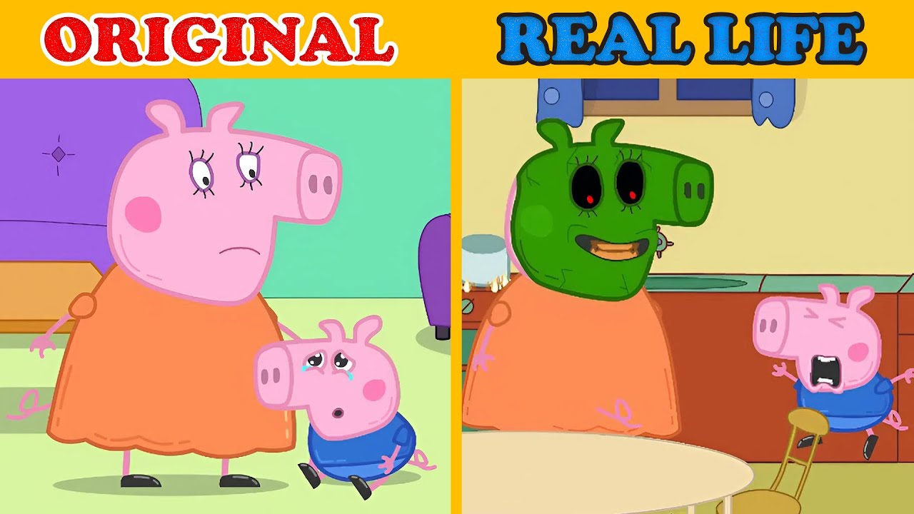 George Pig's house has zombies! - Peppa Pig Original vs Real life ...