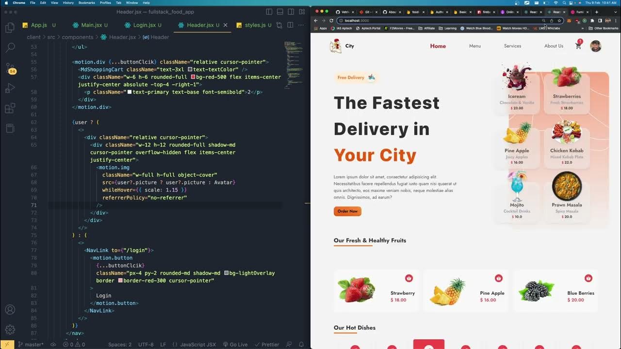 Fullstack Food Delivery Web Development Training Part 28 - Header Part2 - YouTube