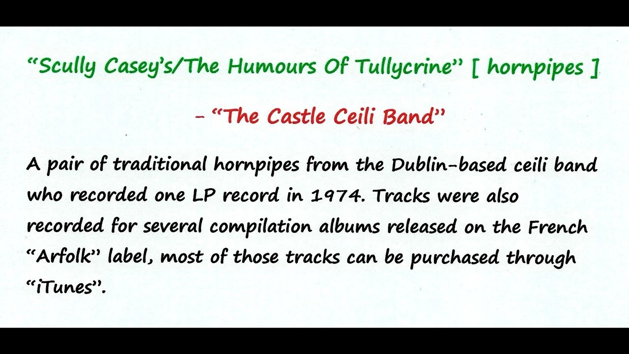 "The Castle Ceili Band" : "Scully Casey's / The Humours Of Tullycrine ...