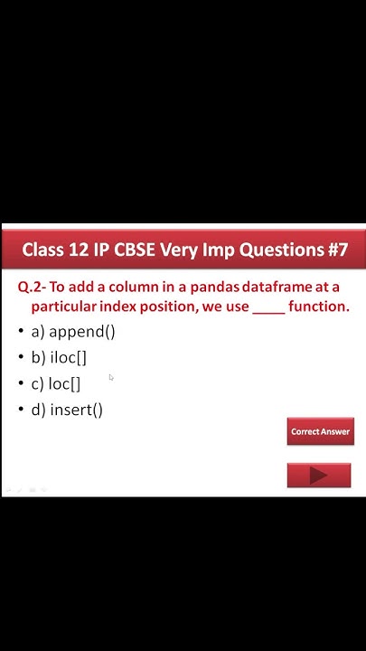 QUIZ ON PANDAS DATAFRAME #7 | IP CLASS 12 | #mcq #mcqs #mcqsolve # ...