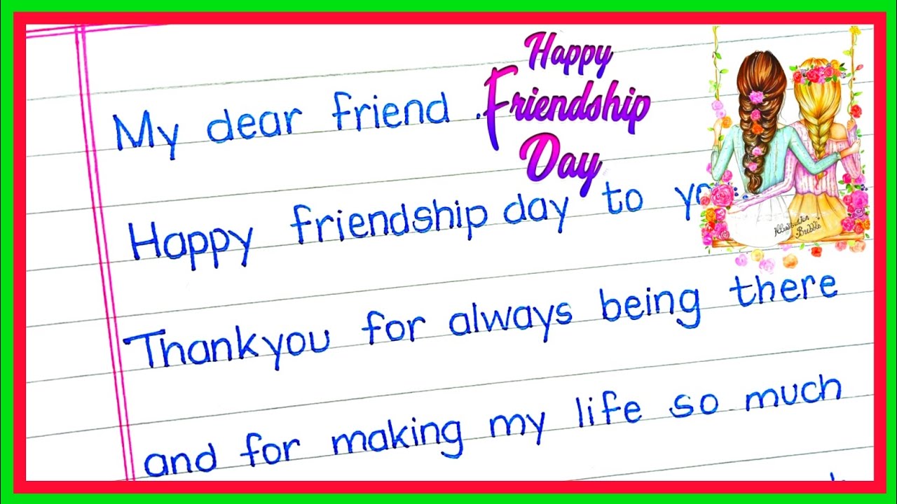 Friendship day card writing 2024 | Friendship day letter | Happy ...